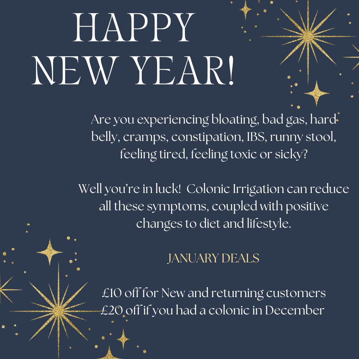 January Deals – Get your gut Happy Again! | Essential Health Colonics